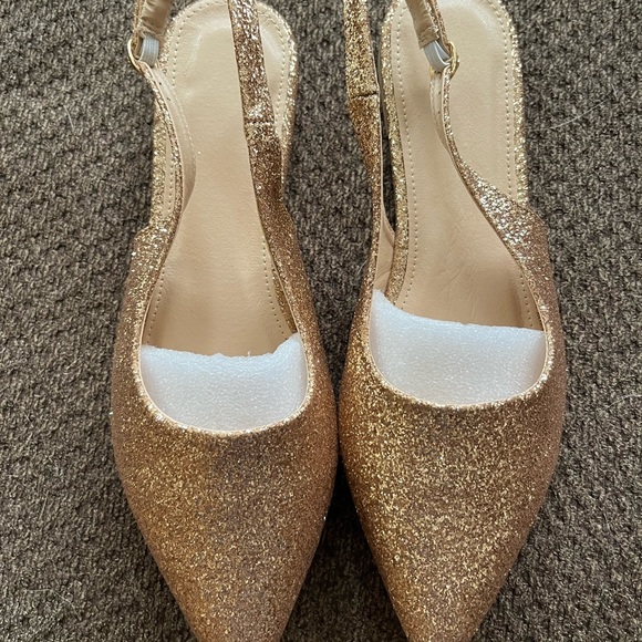Shoes | New Pretty Gold Glitter Slingbacks | Poshmark